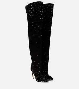 Paris Texas Embellished Suede Over-the-knee Boots
