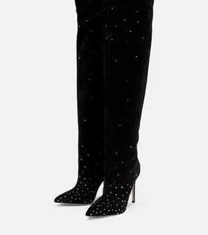 Paris Texas Embellished Suede Over-the-knee Boots