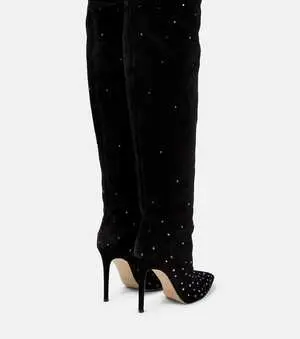 Paris Texas Embellished Suede Over-the-knee Boots