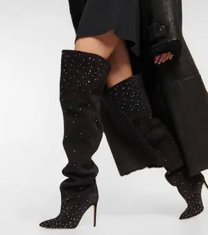 Paris Texas Embellished Suede Over-the-knee Boots