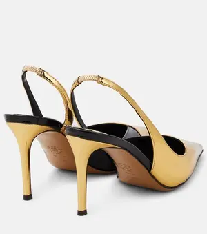 Alexandre Vauthier Metallic Faux Leather Slingback Pumps