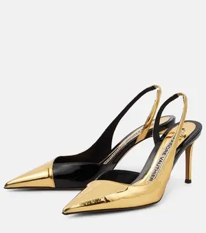 Alexandre Vauthier Metallic Faux Leather Slingback Pumps