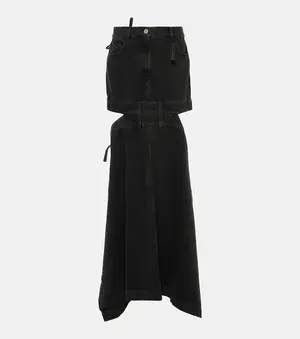 Attico Deconstructed Denim Maxi Skirt