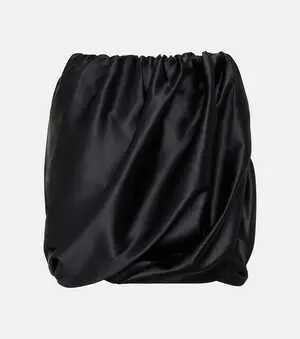 GANNI Ruched Satin Mini Skirt