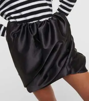 GANNI Ruched Satin Mini Skirt