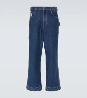 BODE Knolly Brook Embroidered Wide-leg Jeans - Blue