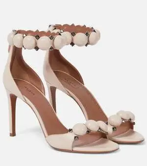 Alaïa La Bombe 90 Leather Sandals - Beige