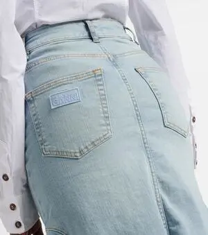 GANNI High-rise Denim Midi Skirt