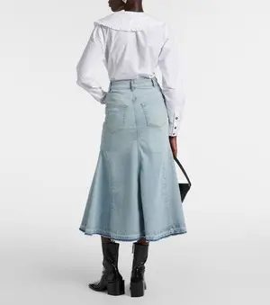 GANNI High-rise Denim Midi Skirt