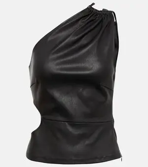 Amiri One-shoulder Cut-out Leather Top