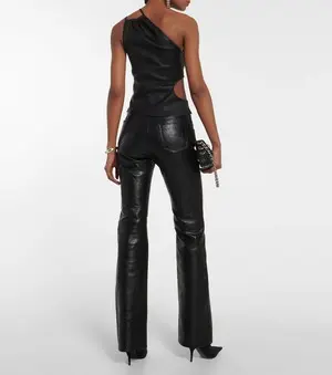 Amiri One-shoulder Cut-out Leather Top