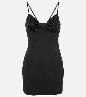 AREA Crystal-embellished Mini Dress - Black