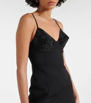 AREA Crystal-embellished Mini Dress