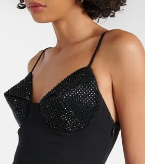 AREA Crystal-embellished Mini Dress