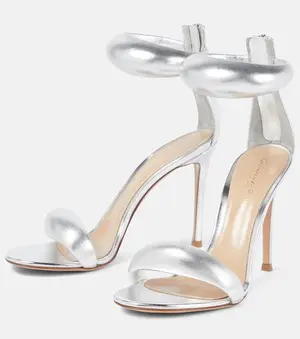 GIANVITO ROSSI Bijoux 105 Leather Sandals - Silver