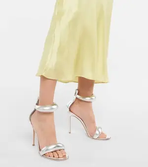 GIANVITO ROSSI Bijoux 105 Leather Sandals - Silver