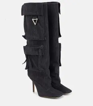 Attico Sienna Denim Knee-high Boots - Grey