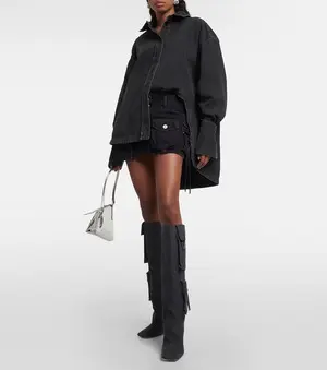 Attico Sienna Denim Knee-high Boots - Grey