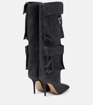 Attico Sienna Denim Knee-high Boots - Grey