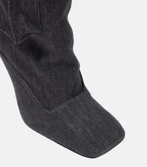 Attico Sienna Denim Knee-high Boots - Grey