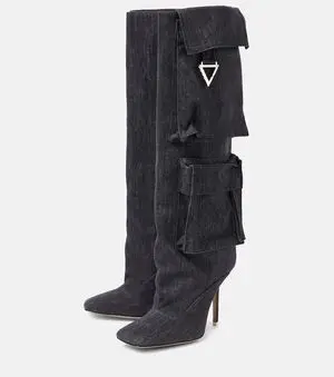Attico Sienna Denim Knee-high Boots - Grey