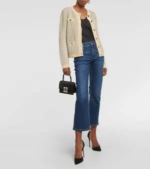 Tory Burch Kendra Striped Velvet Cardigan