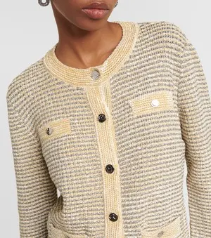 Tory Burch Kendra Striped Velvet Cardigan