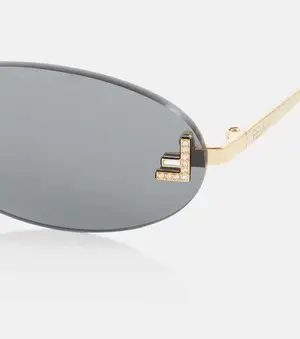 Fendi Embellished Oval Sunglasses - Black