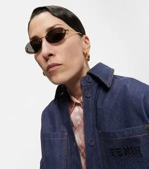 Fendi Embellished Oval Sunglasses - Black