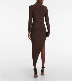 Norma Kamali Asymmetric Turtleneck Midi Dress