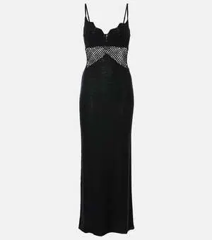 Staud Tara Crochet-trimmed Maxi Dress - Black