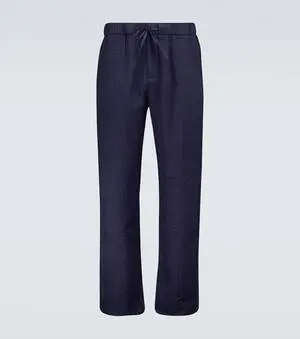 Frescobol Carioca Linen And Cotton Chinos With Drawstring Waist