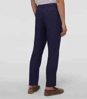 Frescobol Carioca Linen And Cotton Chinos With Drawstring Waist