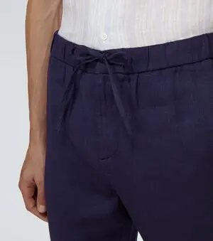 Frescobol Carioca Linen And Cotton Chinos With Drawstring Waist
