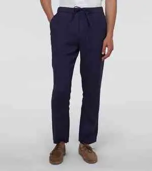 Frescobol Carioca Linen And Cotton Chinos With Drawstring Waist