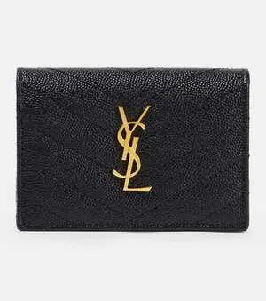 Saint Laurent Cassandre Matelasse Leather Card Case - Black