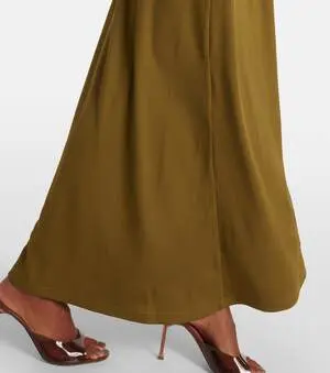 Christopher Esber Tri Crystal Stone Ruched Maxi Skirt