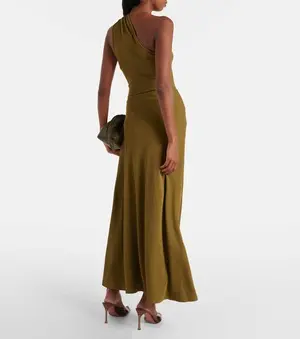 Christopher Esber Tri Crystal Stone Ruched Maxi Skirt