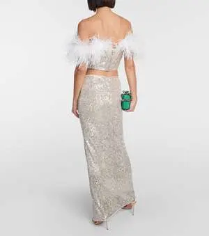 SELF-PORTRAIT Sequined High-rise Maxi Skirt