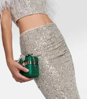 SELF-PORTRAIT Sequined High-rise Maxi Skirt