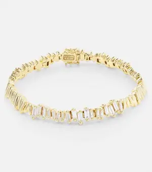SUZANNE KALAN 18kt Yellow Diamond Baguette Bracelet - Gold