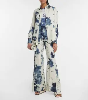Chloé Tie-dye Linen Flared Pants