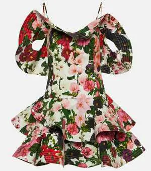 Oscar De La Renta Ruffled Floral Mini Dress - Multicoloured