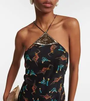 Rixo Printed Halterneck Maxi Dress