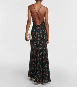 Rixo Printed Halterneck Maxi Dress