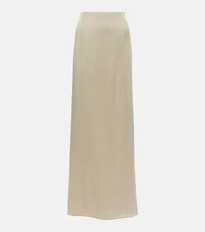 Brunello Cucinelli Satin Maxi Skirt - Beige