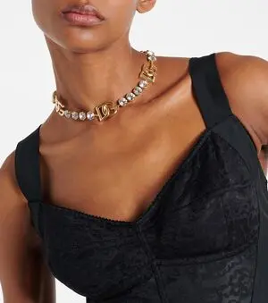 Dolce & Gabbana Lace-trimmed Jacquard Bustier
