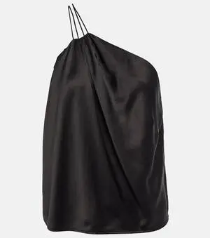 THE SEI One-shoulder Silk Satin Top