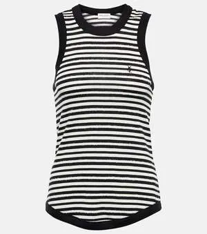 Saint Laurent Cassandre Striped Jersey Top
