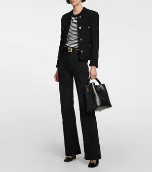 Saint Laurent Cassandre Striped Jersey Top